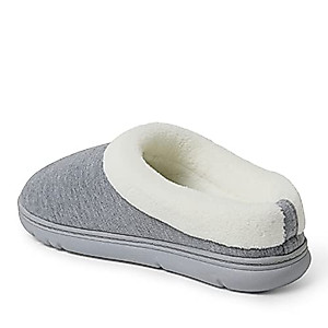 Dearfoams Women's Olive Memory Foam Sweatshirt Clog Slipper, Light Heather Grey, Medium
