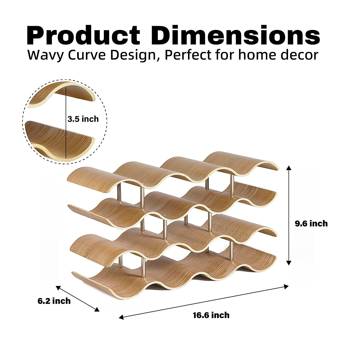 Bellglee 14 Bottles Wine Racks Countertop for Shelf, 4-Tier Wooden Wine Bottle Holder Stand, freestanding Wine Storage for Inside Cabinet Organizer for Home Décor, Bar and Pantry