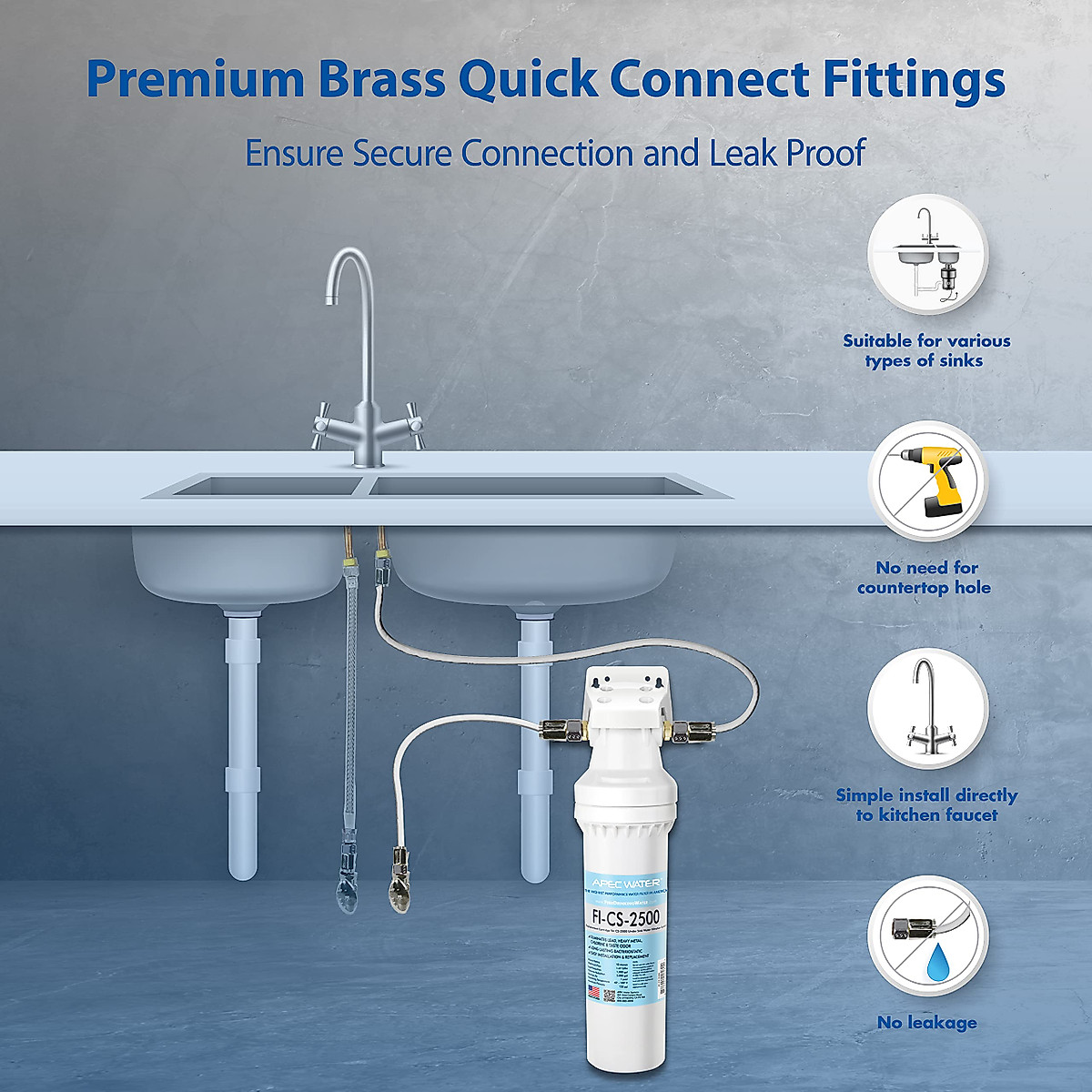 APEC Ultra High Capacity Under Sink Water Filtration System - Premium Quality US Made Filter (CS-2500)
