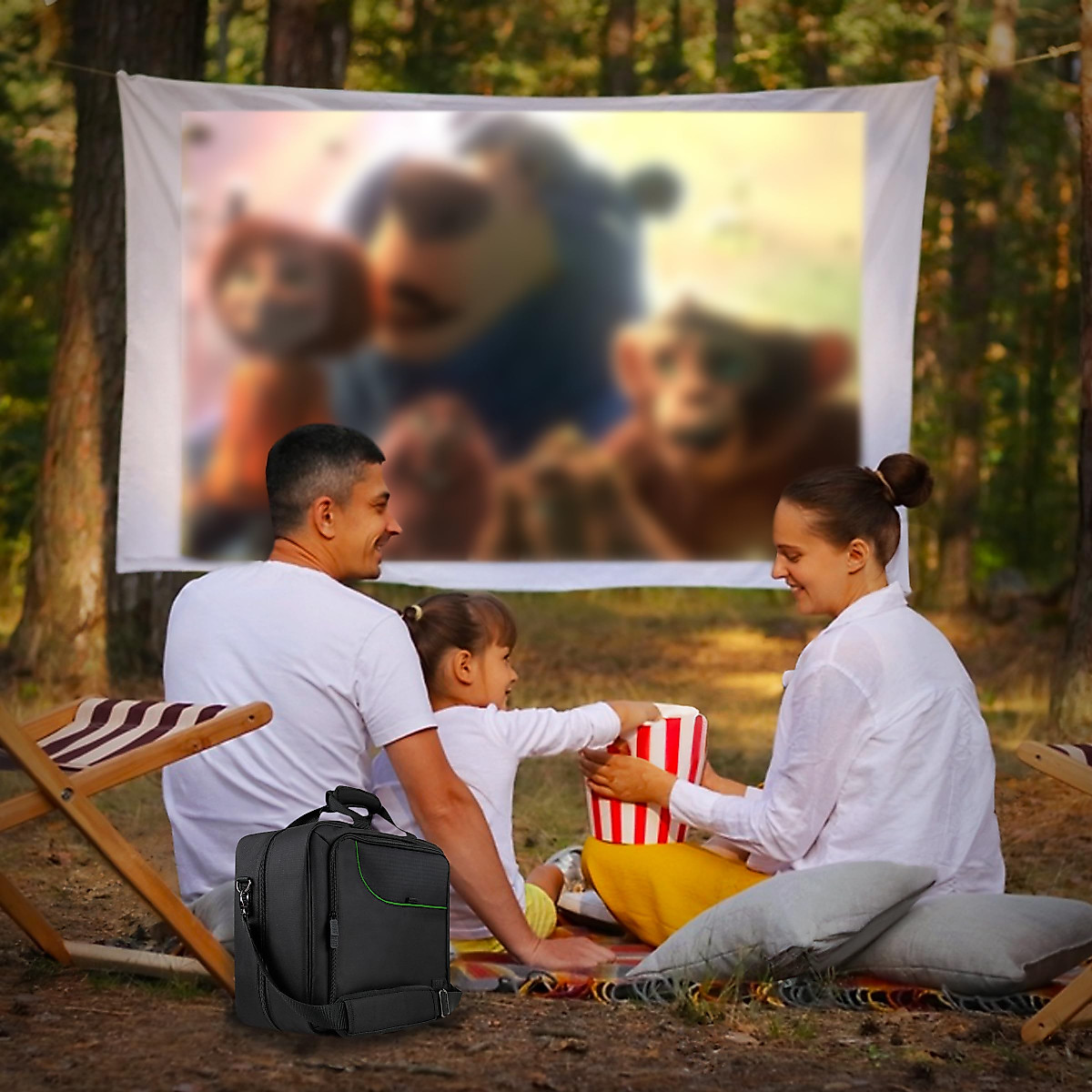 USA Gear Projector Case - Projector Bag Compatible with DBPOWER, ViewSonic PJD5134, Dr. J HI-04, PVO Portable Projector and More Movie Projector - Scratch Resistant & Customizable Interior (Green)