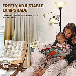 GyroVu Floor Lamp, Standing Lamp, Torchiere Floor Lamp with 8W Main Light & 6W Adjustable Reading Lamp, 2700K Eye-Caring Warm Lamps, 72" Floor Lamps for Living Room, LED Bulbs Included(Black)