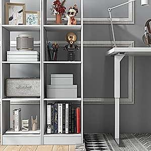 MEDIMALL 4 Cube Bookshelf, Freestanding 4-Tier Open Shelf Tall Narrow Bookcase with Anti-Tipping Kits, Book Storage Organizer for Bedroom Living Room Study Home Office Apartment, 56 Inch White…