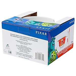 Silver Buffalo Disney Pixar Monsters Inc Harryhausen's Octopus Chef Sushi Bar Ceramic Ramen Noodle Rice Bowl with Chopsticks and Spoon, Microwave Safe, 20 Ounces