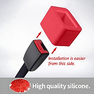 BELOMI 2 Pack Seat Belt Buckle Holder, Easy Access to The Buckles of Rear Seats, Silicone Seat Belt Buckle Booster Suitable for Kids, Car Seatbelt Holder Makes Receptacle Upright Buckling (Red)