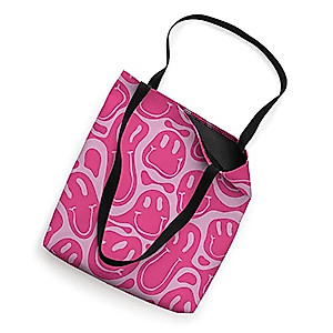 aesthetic trippy pink liquid swirl dripping smile face Tote Bag