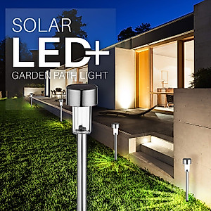 Outdoor Solar Lights Landscape Lighting: Deluxe 12 Pack Stainless Steel Solar Powered LED Patio Lights - Outside Pathway Deck Garden or Home Security Driveway & Backyard Path Light for Lawn or Walkway