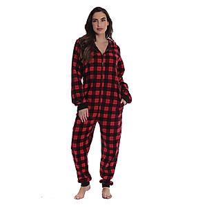 #followme Family Pajamas Buffalo Plaid Microfleece Mens Adult Onesie 6754-10195-XL