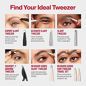Revlon Ultimate Slant Tweezer, Hand-Finished Ultra-Fine Tips for Precise Hair Removal, Perfect for Tweezing The Tiniest Hairs, Made With Stainless Steel, 1 count
