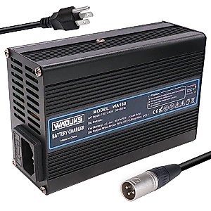 58.4V 3A Charger 58.4V LiFePO4 Battery Charger Output XLR Connector Used for 16S 48V 51.2V LiFePO4 Battery Pack with Cooling Fan Aluminum Case