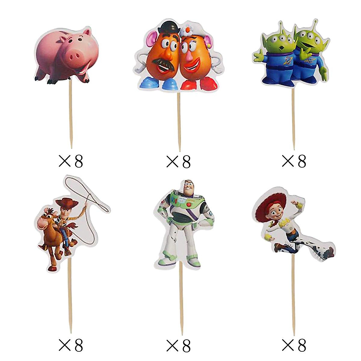 48pcs Cake Toppers For Toy Story,Kids Birthday Party Cake Decoration Supplies