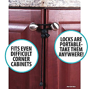 Kiscords Baby Safety Cabinet Locks for Knobs Child Safety Cabinet Latches for Home Safety Strap for Baby Proofing Cabinets Kitchen Door RV No Drill No Screw No Adhesive (Black)