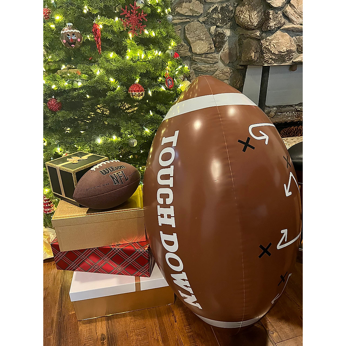 GiftExpress 40" Giant Jumbo Inflatable Football with Tee Set for Football Party, Gameday, and Football-Themed Party, Sport Party Decorations, Super Fun Football Games for Kids and Adults