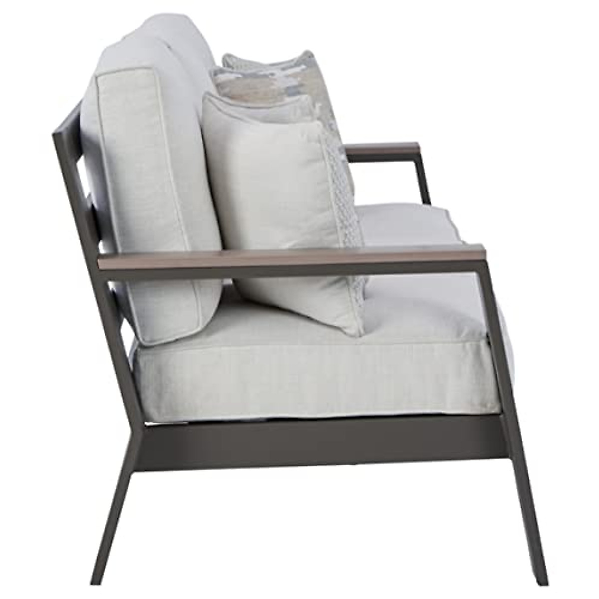 Signature Design by Ashley Outdoor Tropicava Patio HDPE Sofa with Cushion, Taupe