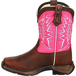Durango unisex child Lil' Rebel Western Boot, Brown/Pink, 3 Little Kid US