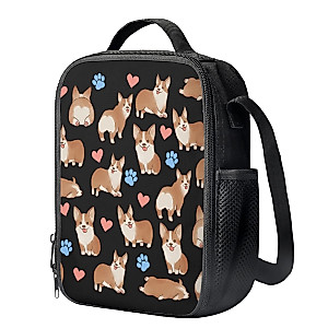 TOADDMOS Corgi Print Boys Girls Fashion School Bag Set Backpack with Lunch Box and Pencil Case, Middle School Student Bookbag Set