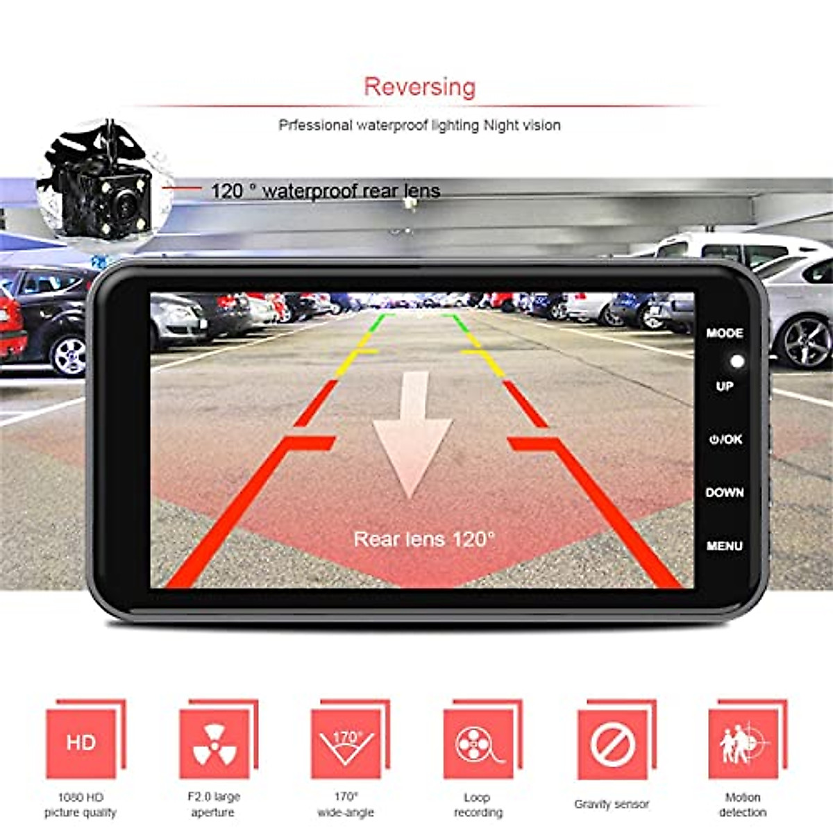 Vehicle Dashcam, Dashcam for Cars, 4K H D 1080P Built in G Sensor Dashcam Front and Rear, IPS GPS Display Car Video Cam Recorder, Night Vision Dashboard Parking Car Camera for Trucks SUVs