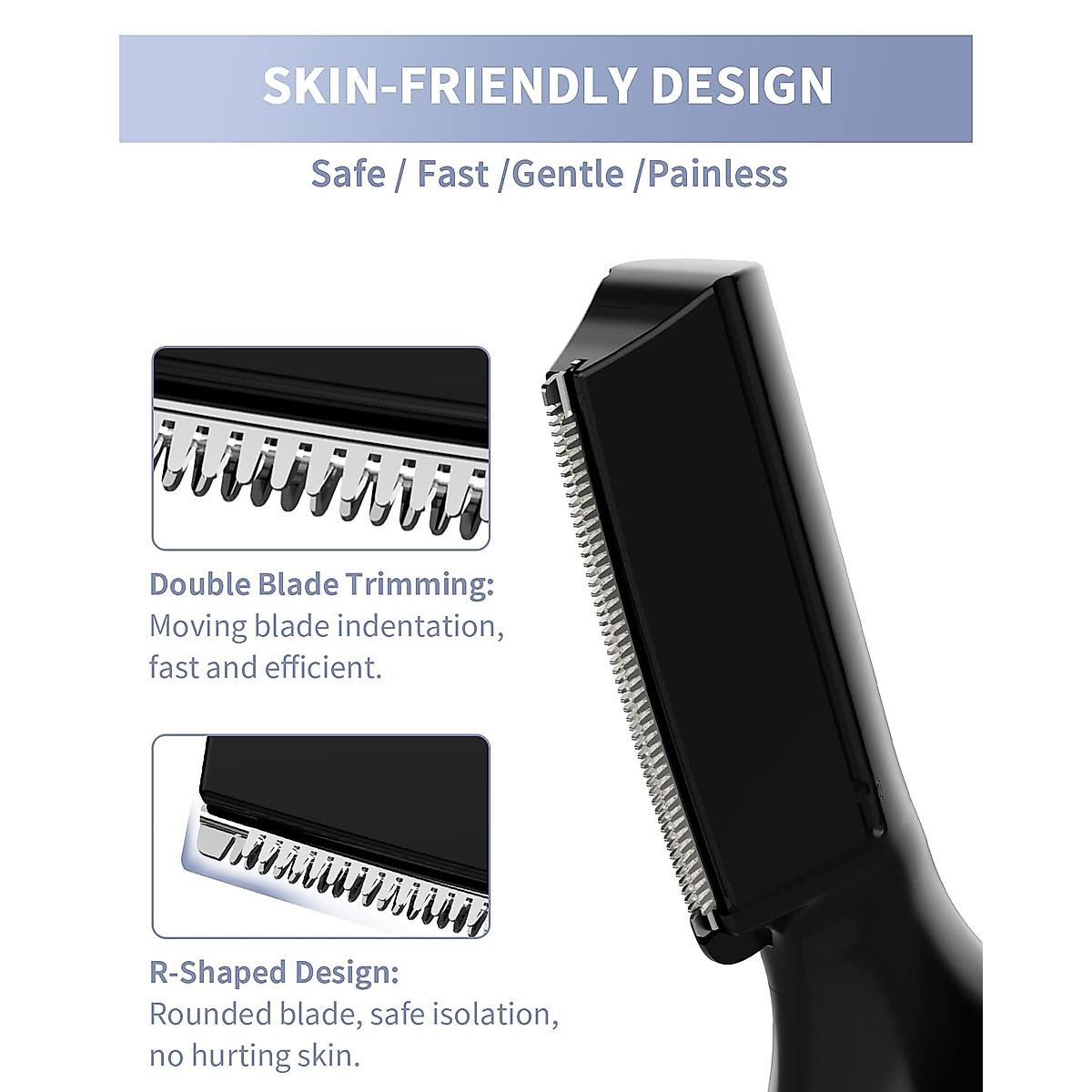 Dapsang Eyebrow Trimmer, Electric Eyebrow Razor for Women Men, Rechargeable Painless LED Light Facial Hair Shaver Remover with Rinseable Blade for Face Lips Neck Leg