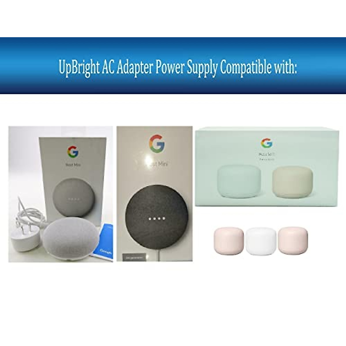 UpBright 14V AC/DC Adapter Compatible with Google H2C Nest Mini 2nd Gen Smart Speaker H2D Nest WiFi Point Router GA00638-US GA00595-US W18-015N1A W015R007Q G1028 W18-015N1C G1015-US 1.1A Power Supply