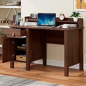 Tangkula Computer Desk with Storage Drawer & Cabinet, Wood Home Office Desk with Hutch, 48 Inch Vintage Desk for Bedroom with Adjustable Inner Shelf, Executive Desk Writing Study Desk, Vanity Desk