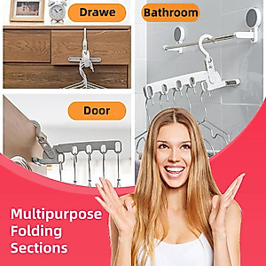 Moxuercty Space Saving Foldable Anti Rust Plastic Travel Drying Rack with 5 Holes, 2 Racks and 4 Hangers