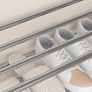 Shoe Rack Shoe Shelf Stackable Shoe Rack 5-Tier Shoe Rack, Shoe Shelf Storage Organizer for Entryway Living Room Hallway, Large Capacity, Bedroom Shoe Organizer, Beige Shoe Bench Stackable Shoes Rack