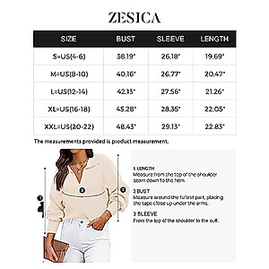 ZESICA Women's 2023 Fall Lapel Collar V Neck Long Sleeve Ribbed Knit Comfy Loose Casual Pullover Sweater Jumper Top,Beige,Medium