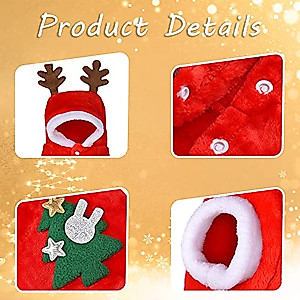 Dog Christmas Costume Antlers Dog Dresses Red Pet Hoodie with Buttons Rabbit Star Christmas Tree Cat Christmas Holiday Outfit Velvet Pet Fall Winter Clothes Pet Costumes for Small Medium Dogs Cats (M)