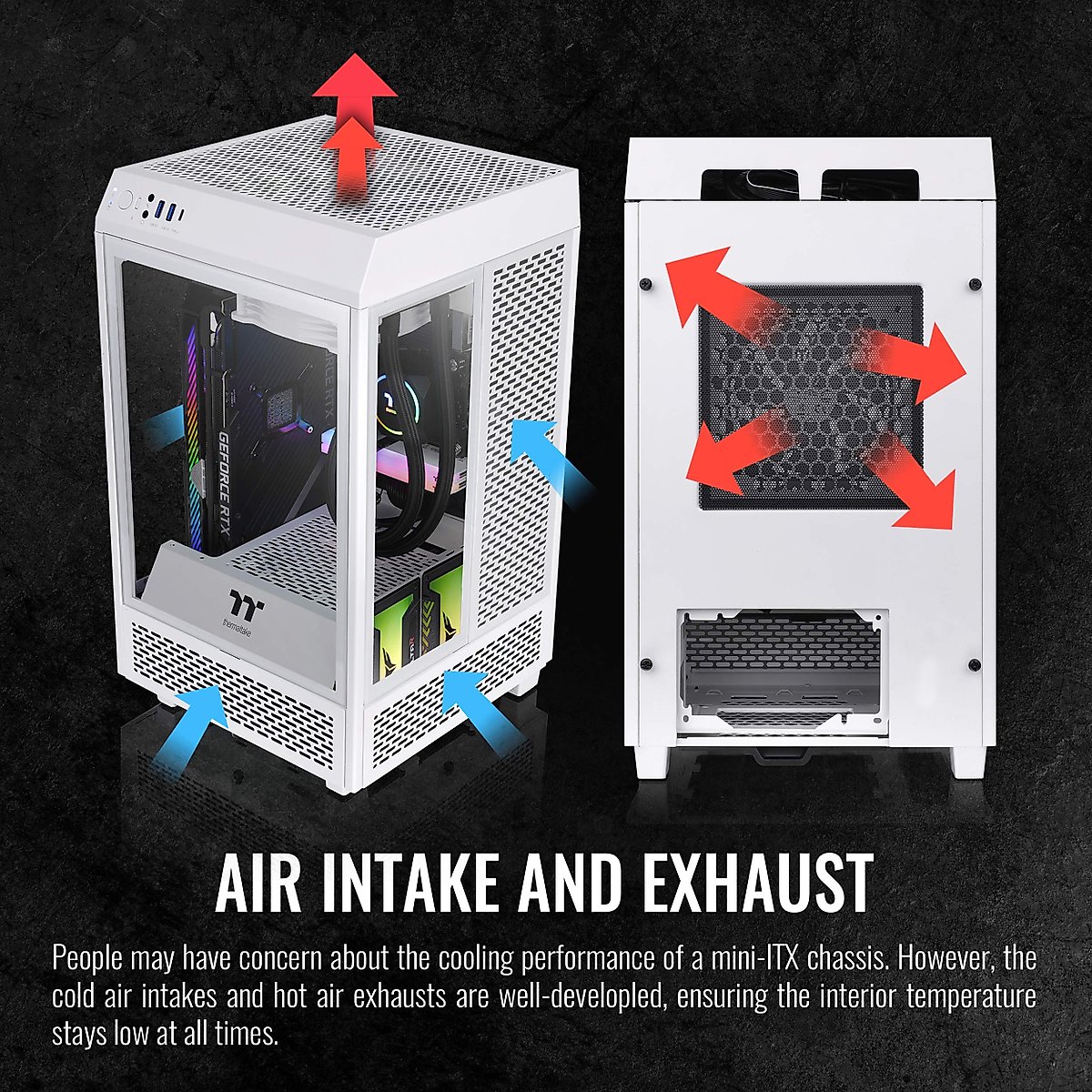 Thermaltake Tower 100 Snow Edition Tempered Glass Type-C (USB 3.1 Gen 2) Mini Tower Computer Chassis Supports Mini-ITX CA-1R3-00S6WN-00