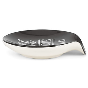 DEMDACO Talk Foodie To Me 4.5 x 4 Glossy Black Ceramic Stoneware Kitchen Spoon Rest