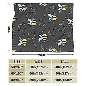 LIVE & LOVE Micro Fleece Blanket Throw Blanket Bumble Bees Print Ultra-Soft Fuzzy Light Weight Cozy Warm Fluffy Plush Blanket Microfiber for Bed Couch Chair Living Room Fall Winter Spring