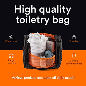 Fitdom Tactical Hanging Toiletry Bag Dopp Kit For Men & Women. Perfect For Travel & Storage for Cosmetic, Clipper, Toothbrush, Shower, Shaving & Grooming Care. Best Overnight Toiletries Organizer Case