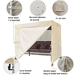Ourdoor Swing Cove,3 Triple Seater Hammock Cover Garden Swing Cover Garden Hammock Glider Chair Cover Outdoor Swing Cover UV Resistant Swing Canopy Cover (65 * 49 * 66 inch)