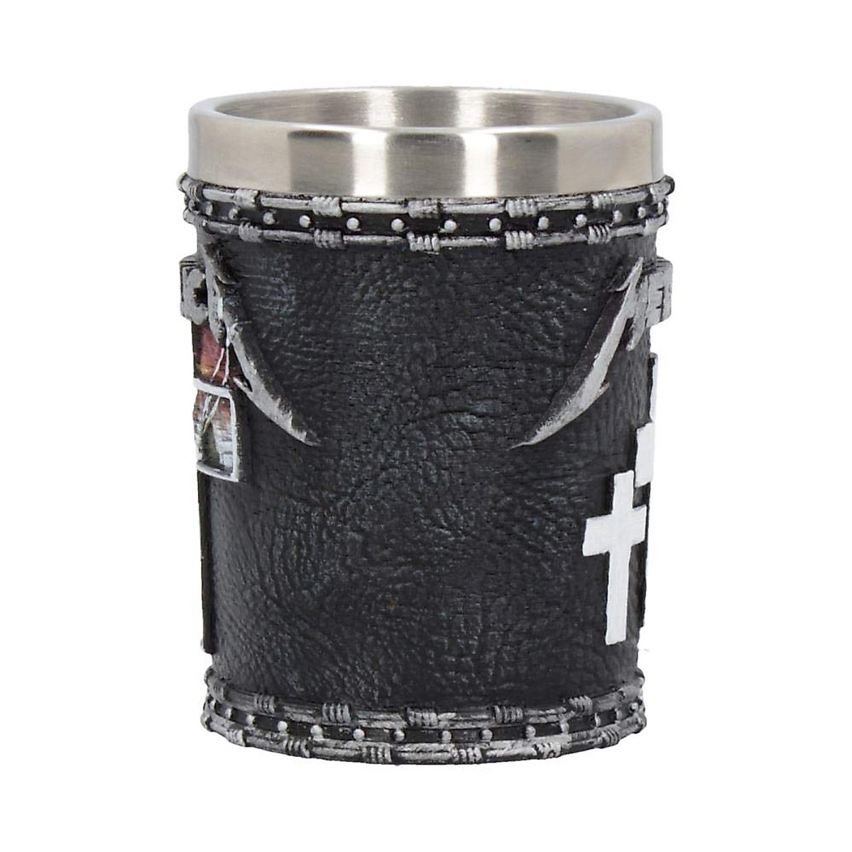Nemesis Now Metallica-Master of Puppets Shot Glass 7cm, Resin w/stainless steel insert, Black, One Size, 330Ml