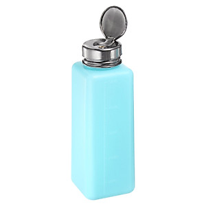 HARFINGTON Solvent Alcohol Dispenser 500ml(16.9oz) Push Down Liquid Dispenser Pump with Sealing Stainless Steel Lid for Acetone Cleanser Polish Remover, Blue