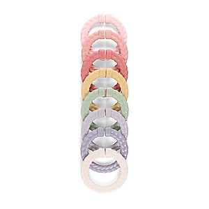 Itzy Ritzy Linking Ring Set; Set of 8 Braided, Rainbow-Colored Versatile Linking Rings; Attach to Baby's Car Seat, Stroller & Activity Gym to Keep Toys Nearby; Pink Rainbow