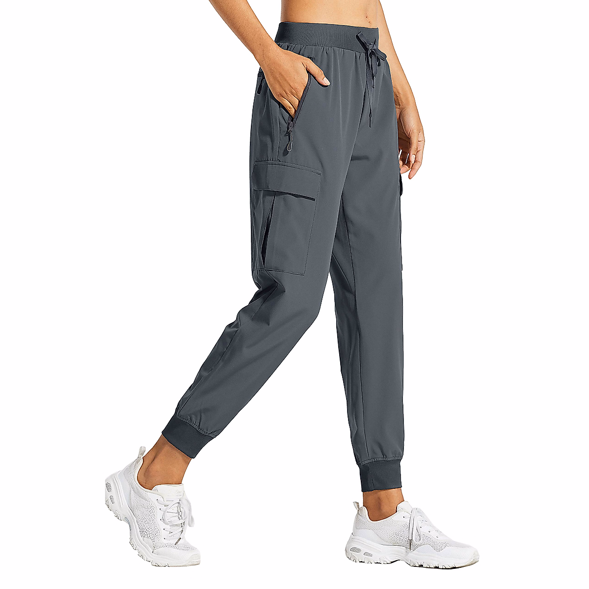 Libin Women's Cargo Joggers Lightweight Quick Dry Hiking Pants Athletic Workout Lounge Casual Outdoor, Steel Gray S