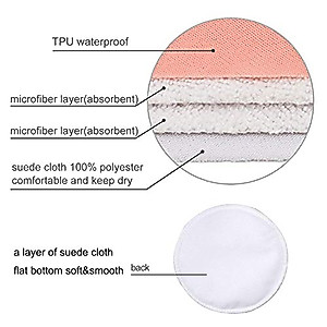 ALVABABY Suede Cloth Nursing Pads Washable Organic Breastfeeding for Mothers Suede Cloth Flat Bottom Soft Absorbent 4.72 Inch 14 Pieces of Multicolor Breast Pads 14RDS