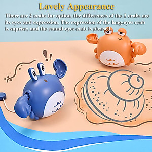 NEXTAKE Pull & Go Crab Bath Toy, Funny Crab Toy Wind-up Crab Tub Toy Bathtub Crab Toy Pull and Go Water Toy Pull String Crab Toy for Kids (Round Eyes-Blue)