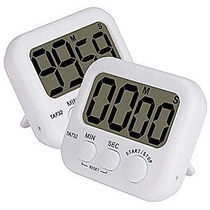 stonylab 2pk Digital Timer, 2-Pack Basic High Decibel Loud Alarm Countdown Timer Digital Timer Kitchen Timer Event Timer with Magnetic Back and Large Digits
