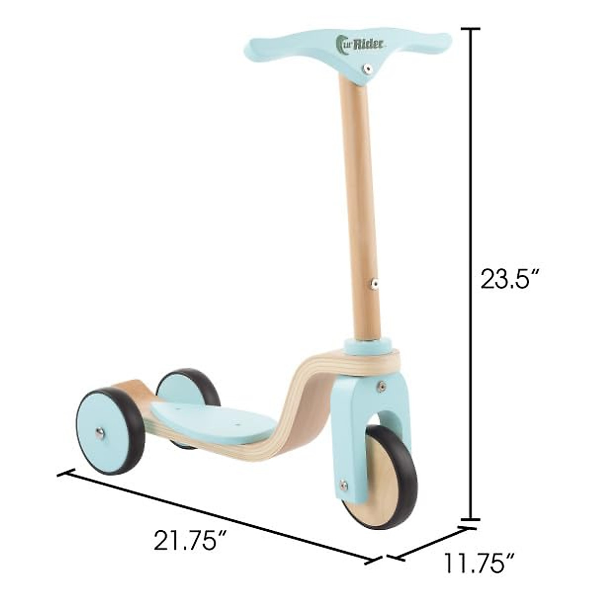 Lil' Rider Kids Wooden Scooter-Beginner Push Steering Handlebar, 3 Wheel, Kick Scooter-Fun Balance and Coordination Riding Toy for Girls and Boys