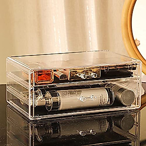 Cq acrylic Makeup Organizer Skin Care Large Clear Cosmetic Display Cases Stackable Storage Box With 7 Drawers For Vanity,Set of 4