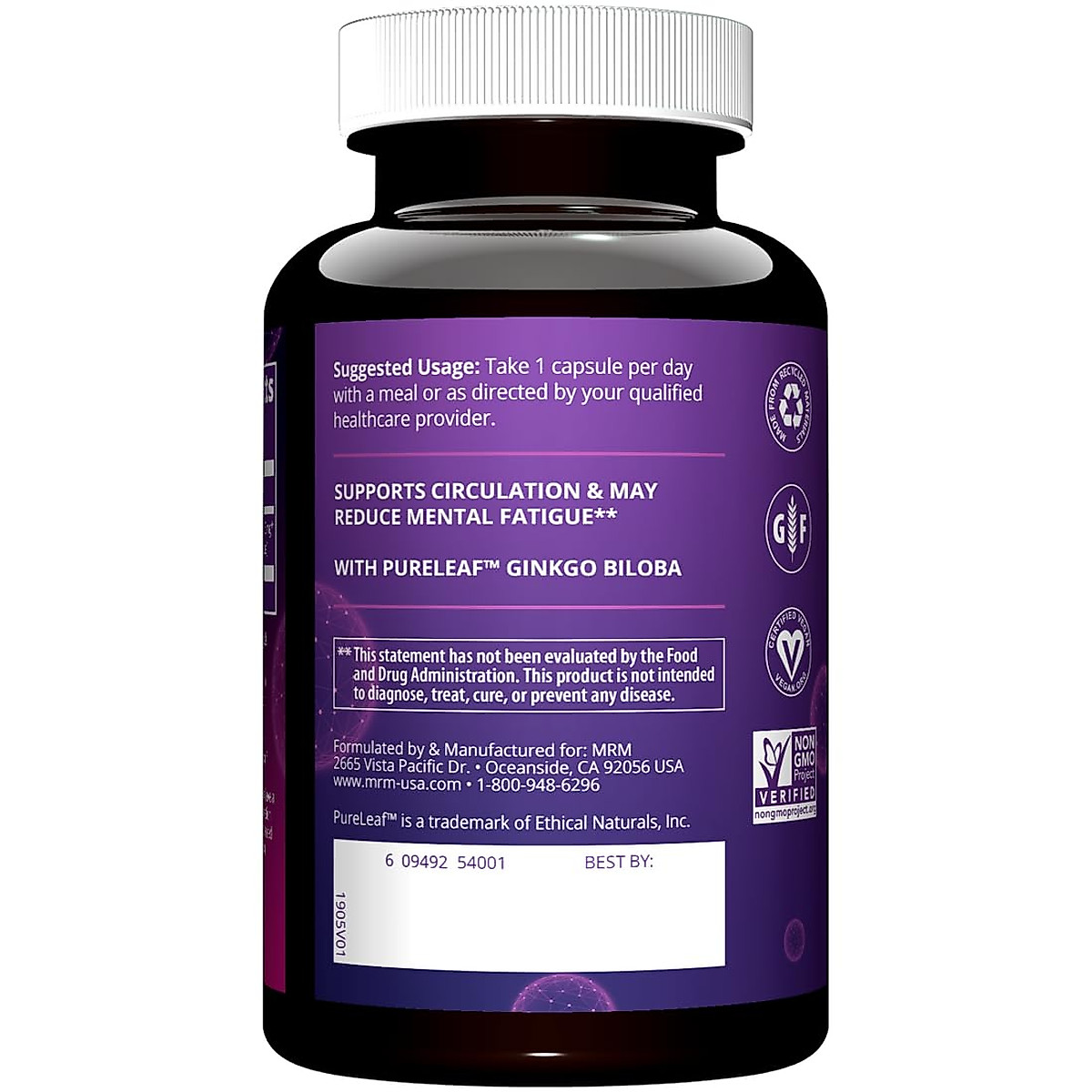 MRM Ginkgo B, 60mg, 60 Vegetarian Capsules