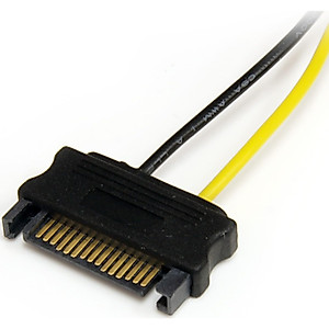 StarTech.com 6in SATA Power to 6 Pin PCI Express Video Card Power Cable Adapter - SATA to 6 pin PCIe power, Black, Yellow (SATPCIEXADAP)