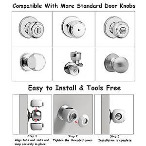 Baby Safety Door Knob Covers 4 Pack Baby Safety Door Handle Protector Child Proof Door Knobs Door Safety for Kids Universal Fit Easy Grip Lockable Design One Hand Operation for Parents No Tools Needed