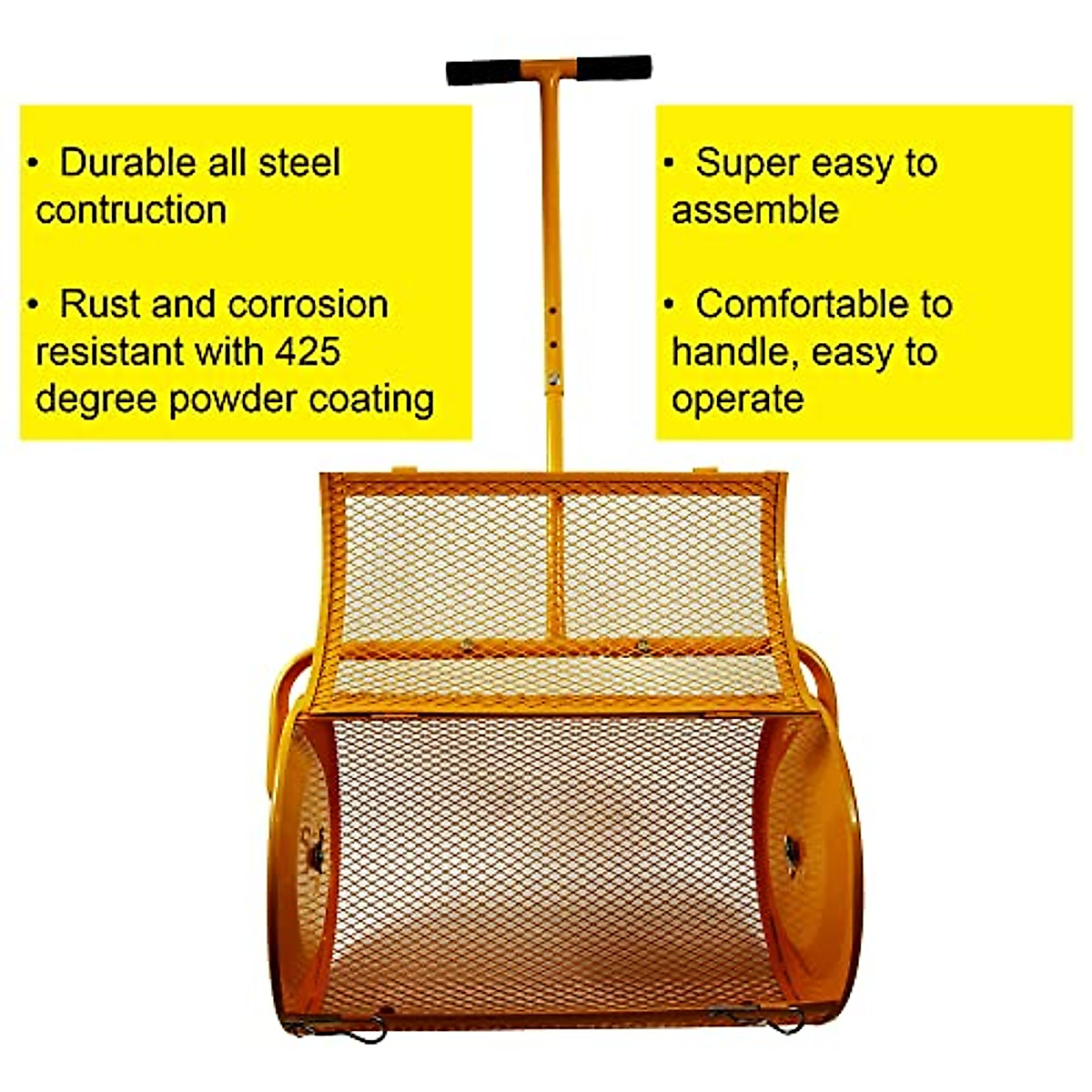 SIMPO Peat Moss Spreader Compost Spreader Lawn & Garden Spreader 24" x 16" x 59" Long Adjustable Handle