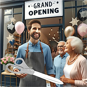 25" Giant Ribbon Cutting Scissors Silver — Heavy Duty Extra Large Grand Opening Ribbon Cutting Ceremony Scissors for Grand Openings Inaugurations Ceremonies & Special Events