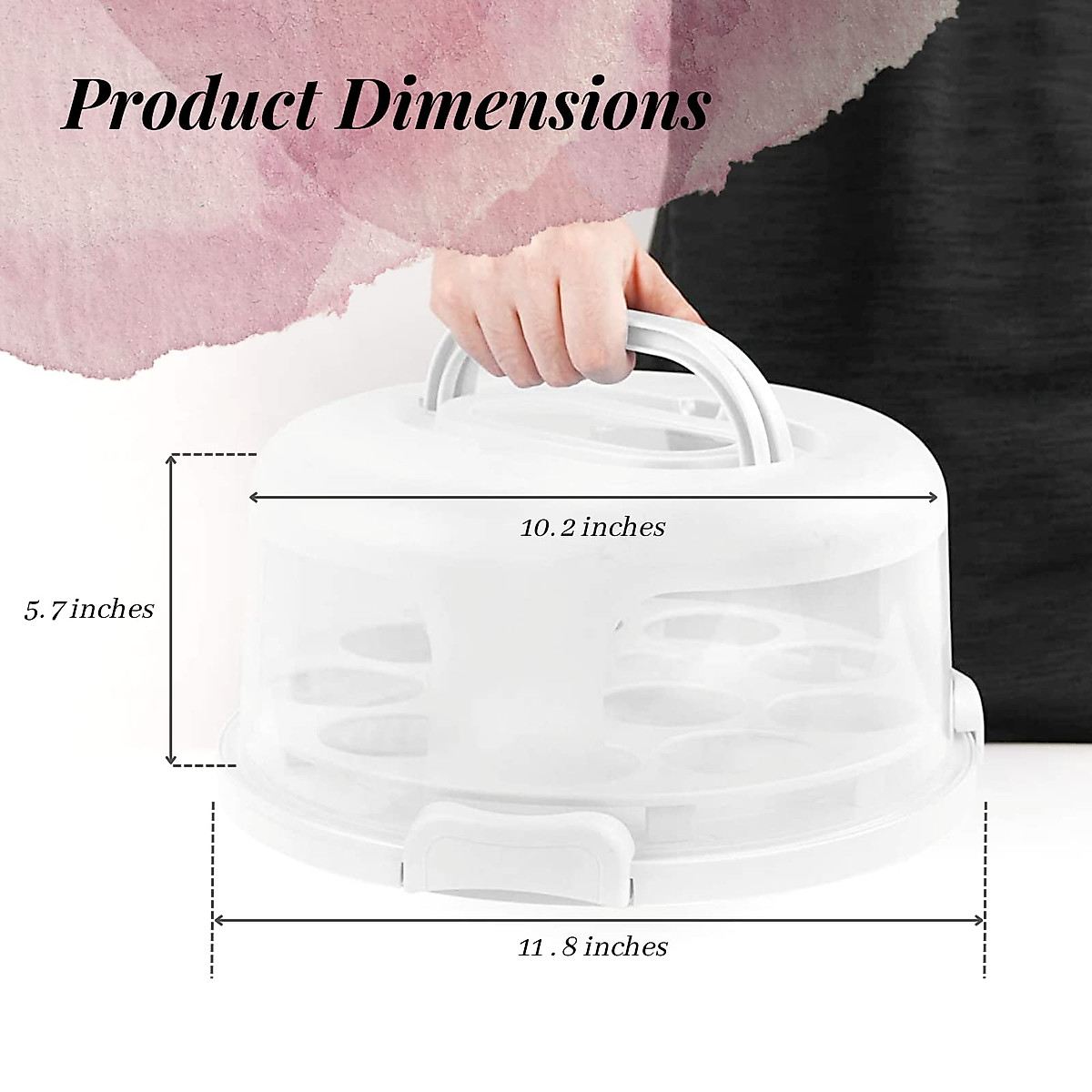 Cake Carrier With Lid and Handle – 3 In 1 Multipurpose Cake Storage Container Hold Upto 11 Cupcakes, 10 Inched Cake & 5 Section Serving Tray for Snacks & Fruit – Cake Holder With Mittens