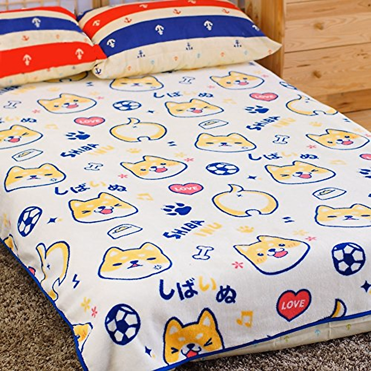 Flannel Fleece Throw Blanket, Cute Shiba Inu Micro Fleece Soft Blanket Throw Blanket