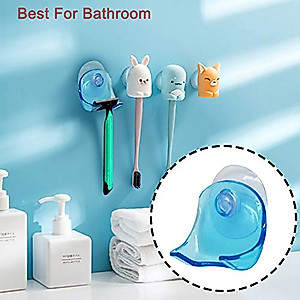 2 Package Suction Grip Razor Holder,Plastic Super Suction Cup Razor Rack,Suction Razor Hook Razor Cup Shaver Storage for Bathroom Shower Room Wall (Clear Blue)