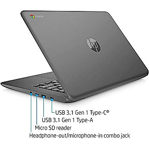 2022 HP Chromebook 14-inch Touchscreen Laptop Computer, Intel Celeron N3350, 4 GB RAM, 32 GB eMMC, Chrome OS, WiFi, Webcam, USB Type-C, Bluetooth, 10 Hrs Battery+JVQ Mousepad, Gray